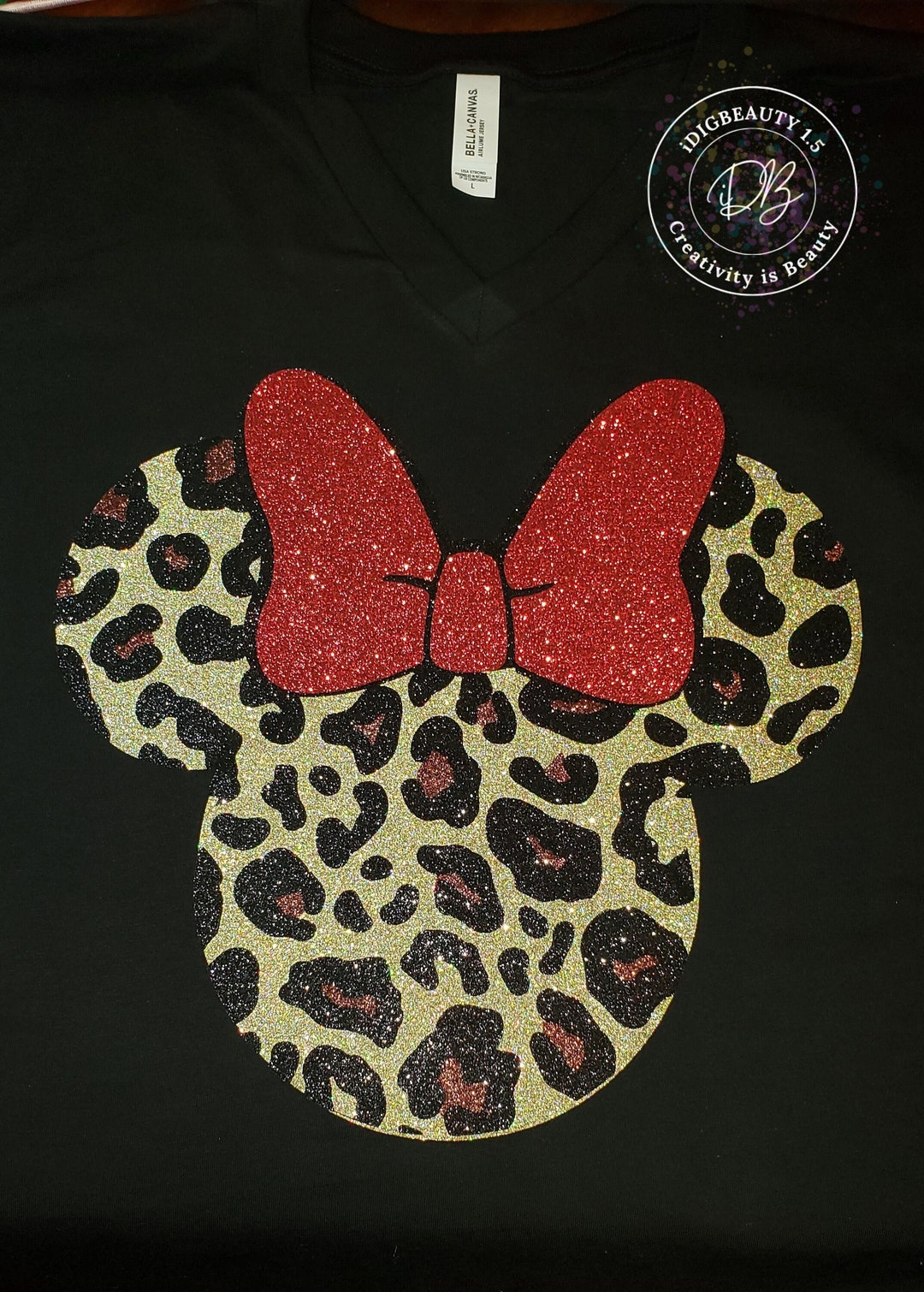 Leopard Print Minnie With Bow T-shirt | Safari | Minnie | Bow | Glitter ...