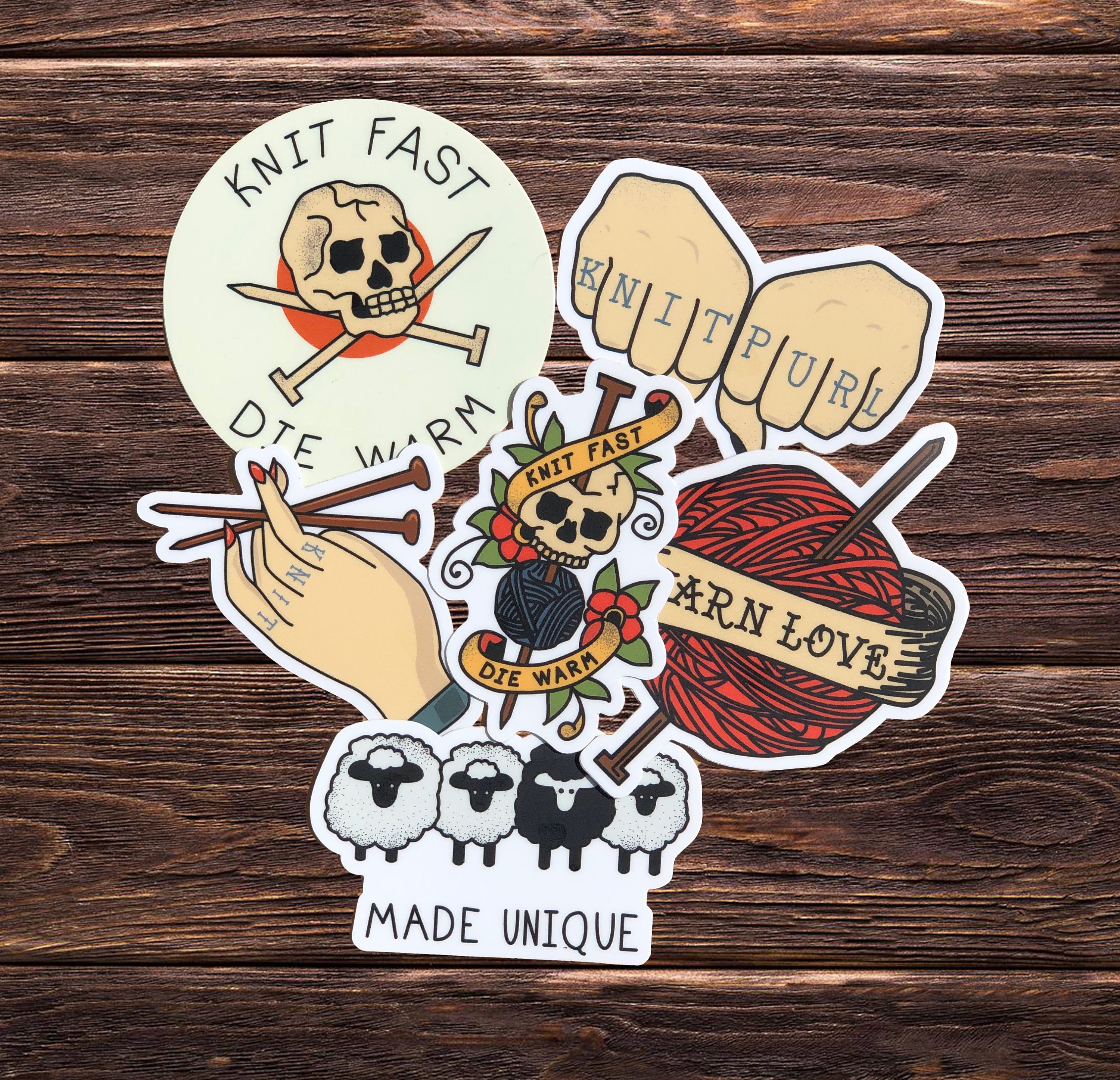 Knit Fast Die Warm Sticker - Etsy