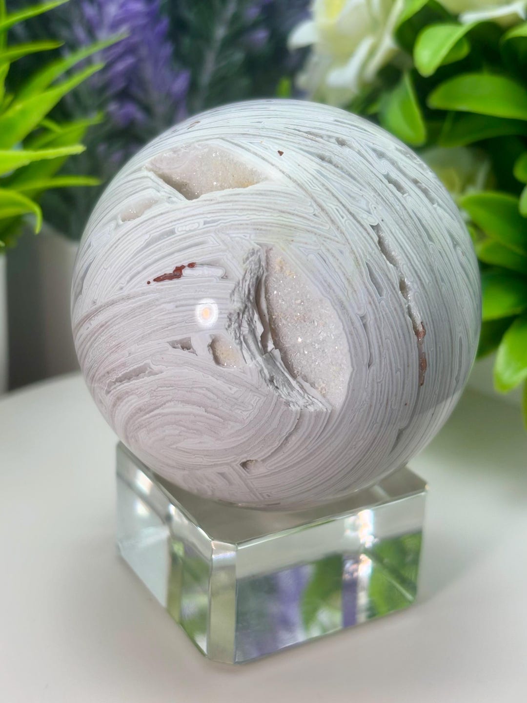 Mexican Crazy Lace Sphere With Druzy | 10.6oz 299g | 2.4” 62mm - Etsy