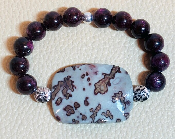Picture Jasper Bracelet With Garnet Beads: Mother Earth Energy - Etsy