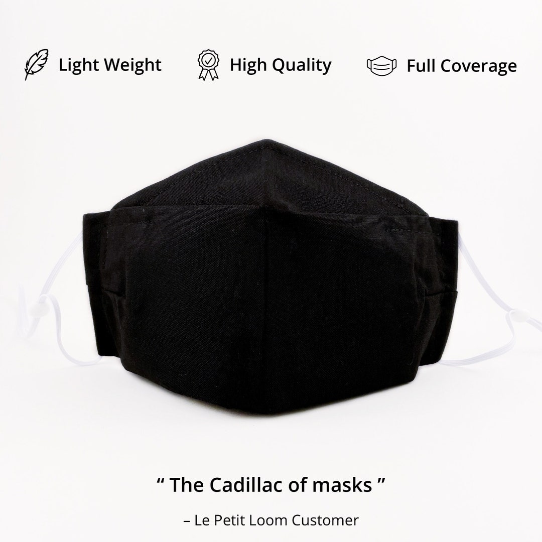 Black 3D Origami Face Mask, Won't Fog Glasses, 3-layers 100% Cotton ...