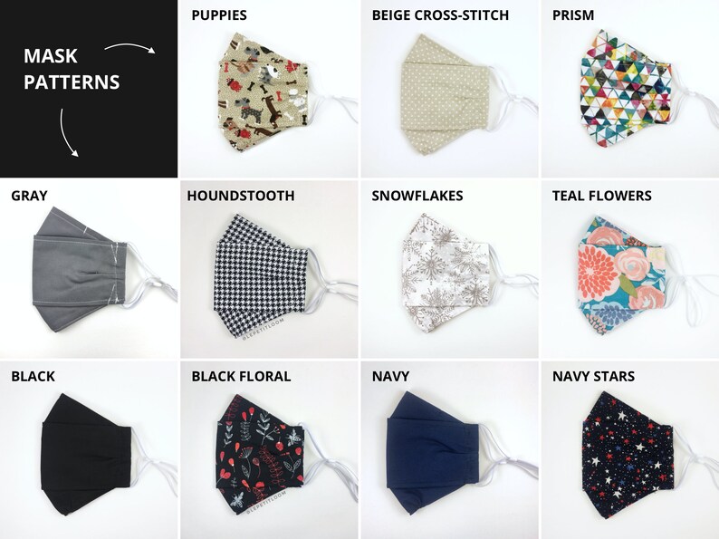 Gray 3D Origami Face Mask Won't Fog Glasses 3-Layers of | Etsy