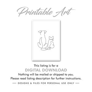 One Line Drawing | Labrador and French Bulldog Wall Art | 2 Dogs ...