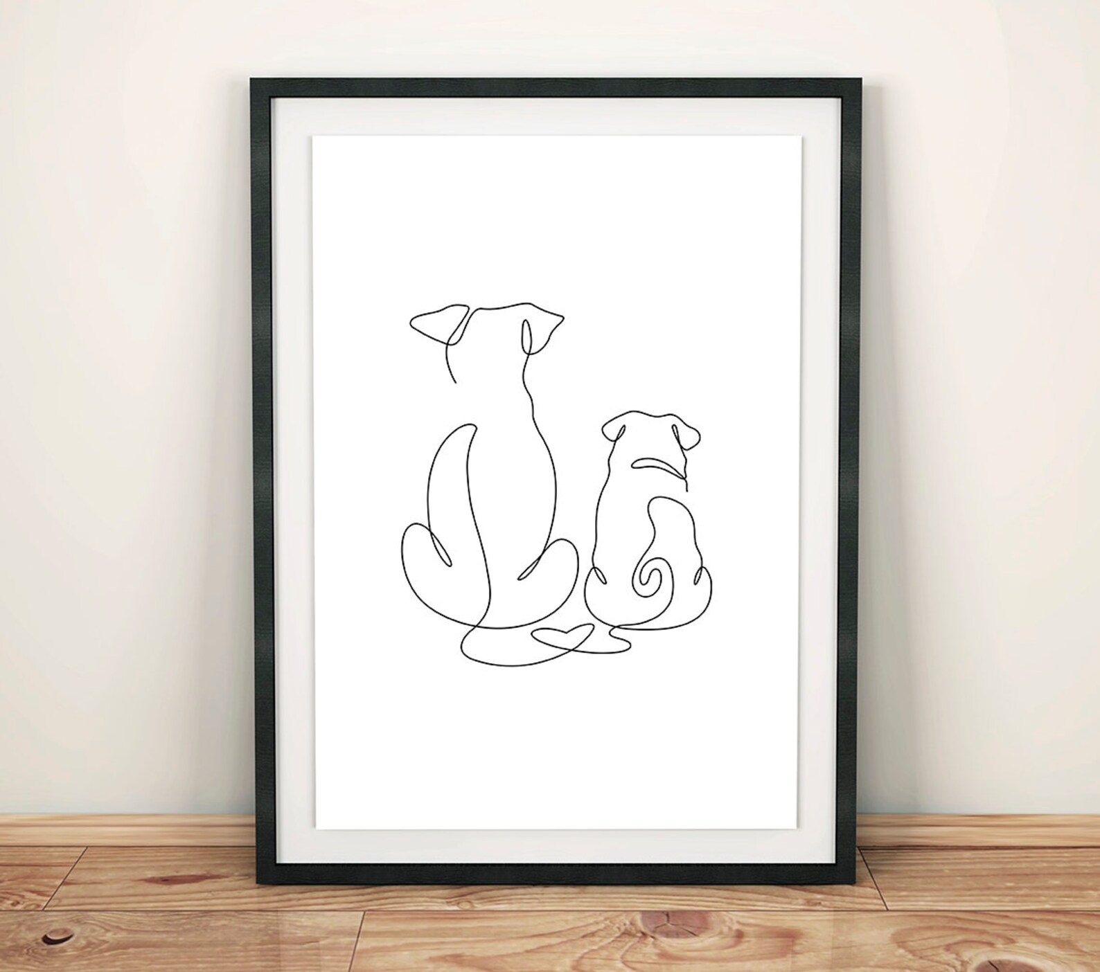 One Line Drawing | Labrador and Pug Wall Art | 2 Dogs Silhouettes | Ink ...