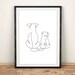 One Line Drawing | Labrador and Pug Wall Art | 2 Dogs Silhouettes | Ink ...