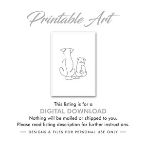 One Line Drawing | Labrador and Pug Wall Art | 2 Dogs Silhouettes | Ink ...