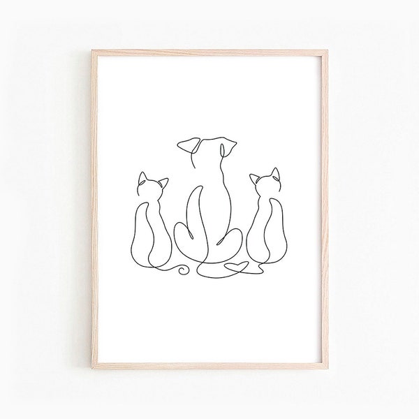 Modern Cat Print - Etsy