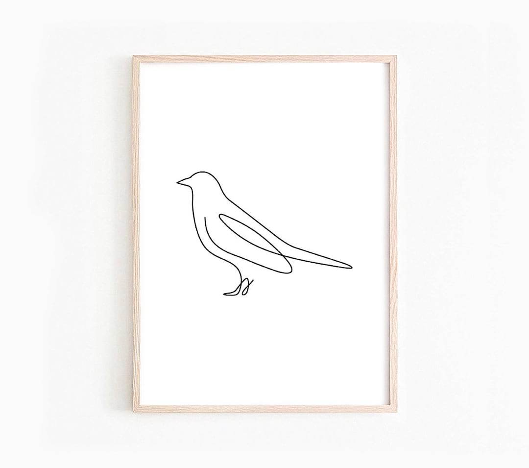 Bird One Line Drawing | Bird Wall Art | Bird Silhouettes | Ink Drawing ...