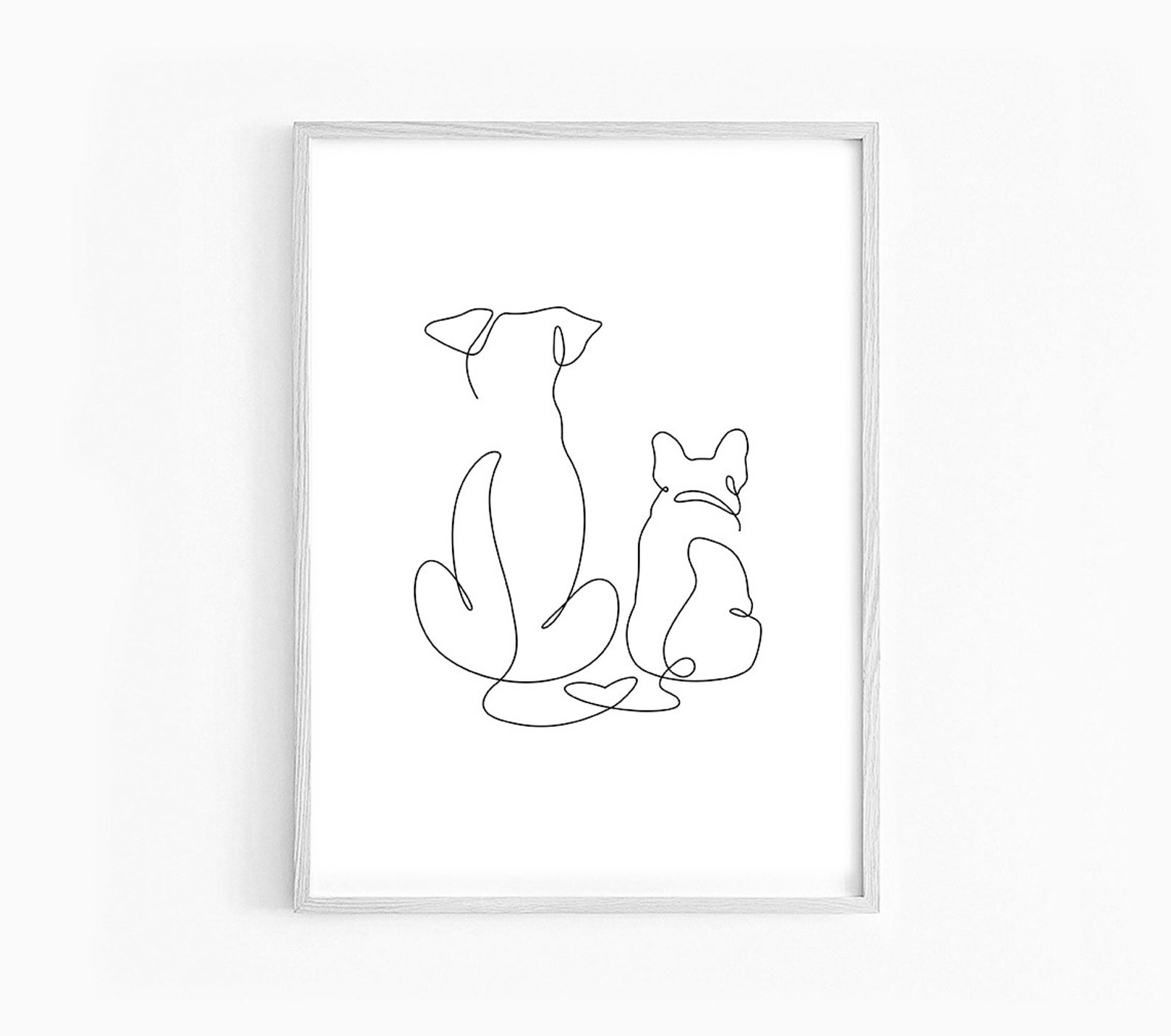 One Line Drawing | Labrador and French Bulldog Wall Art | 2 Dogs ...