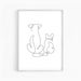 One Line Drawing | Labrador and French Bulldog Wall Art | 2 Dogs ...