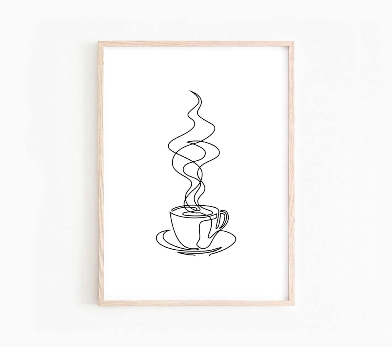 Coffee Cup Art Print, Simple Line Drawing, Coffee Wall Art, Line ...