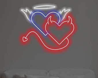 Angel and Demon Heart Neon Sign - Etsy