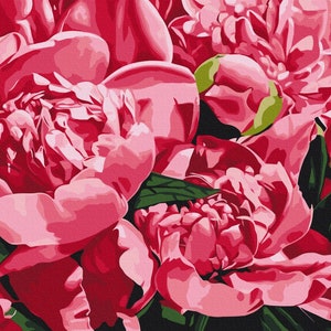 Pink Peonies Paint by Numbers Kit DIY for Adults | Colorful Flowers ...