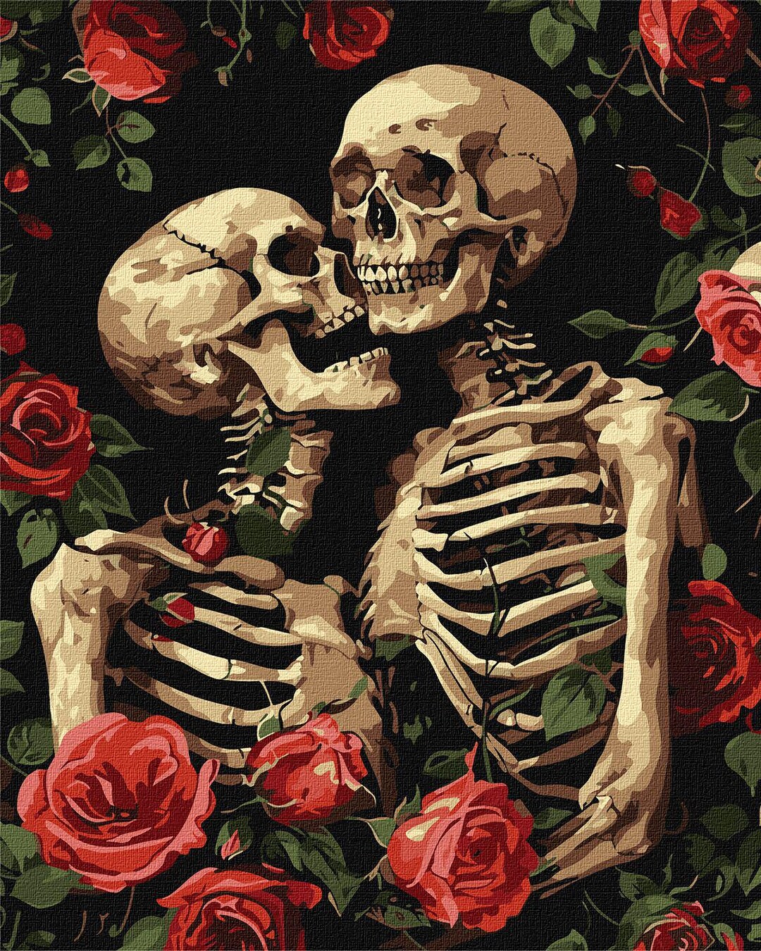 Skeletons in Love Paint by Number Kit Diy Halloween Paint Kit - Etsy