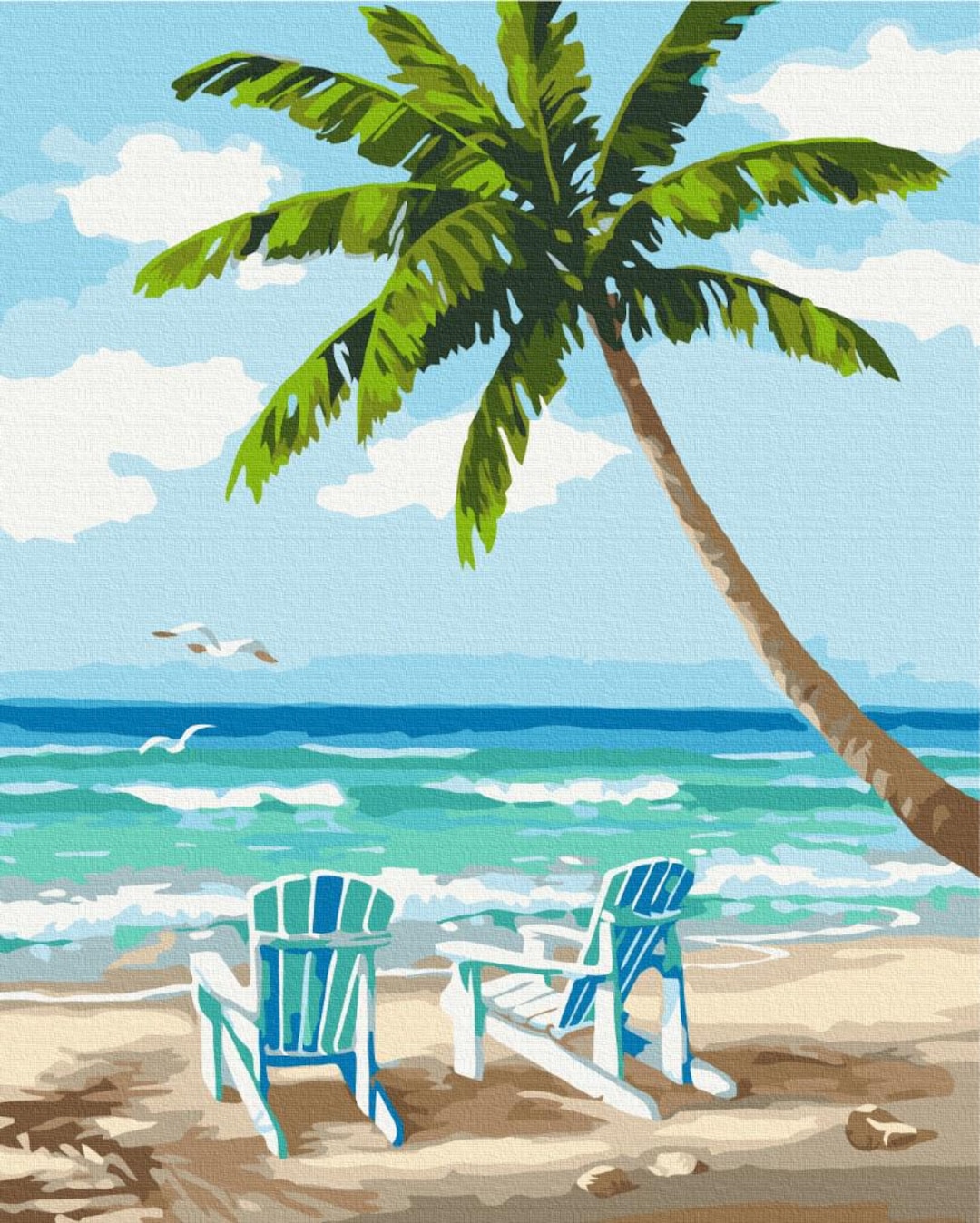 Beach Paint by Number Kit Landscape Diy Painting Kit Palm Trees ...