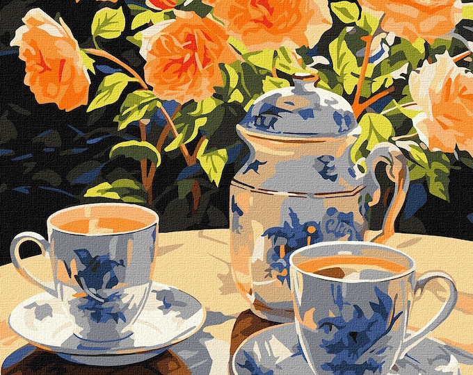 Tea Party in the Garden Paint by Numbers Kit DIY Flowers in Vase - Etsy