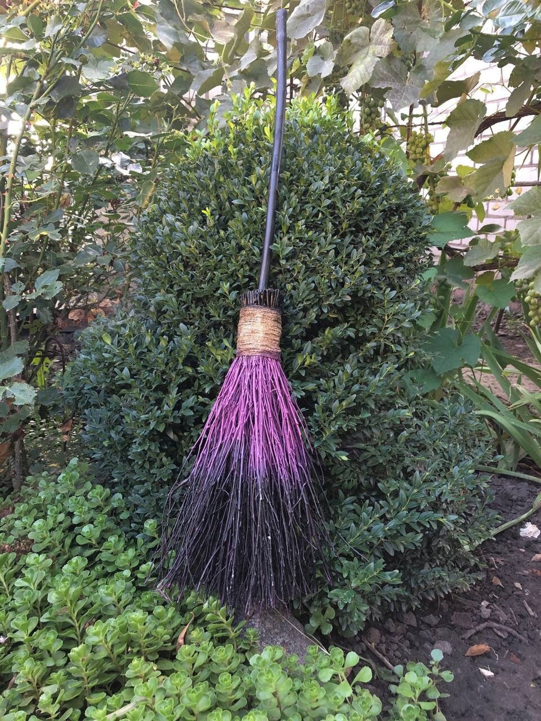 Purple Birch Broom With Golden Twine, Besom, Birch Broom, Natural Witch ...