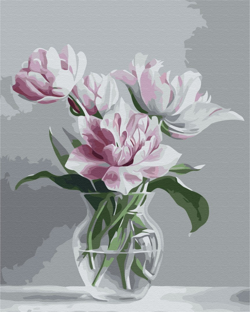 Pink Flowers in a Vase Paint by Number Kit Flowers Diy Painting Kit ...