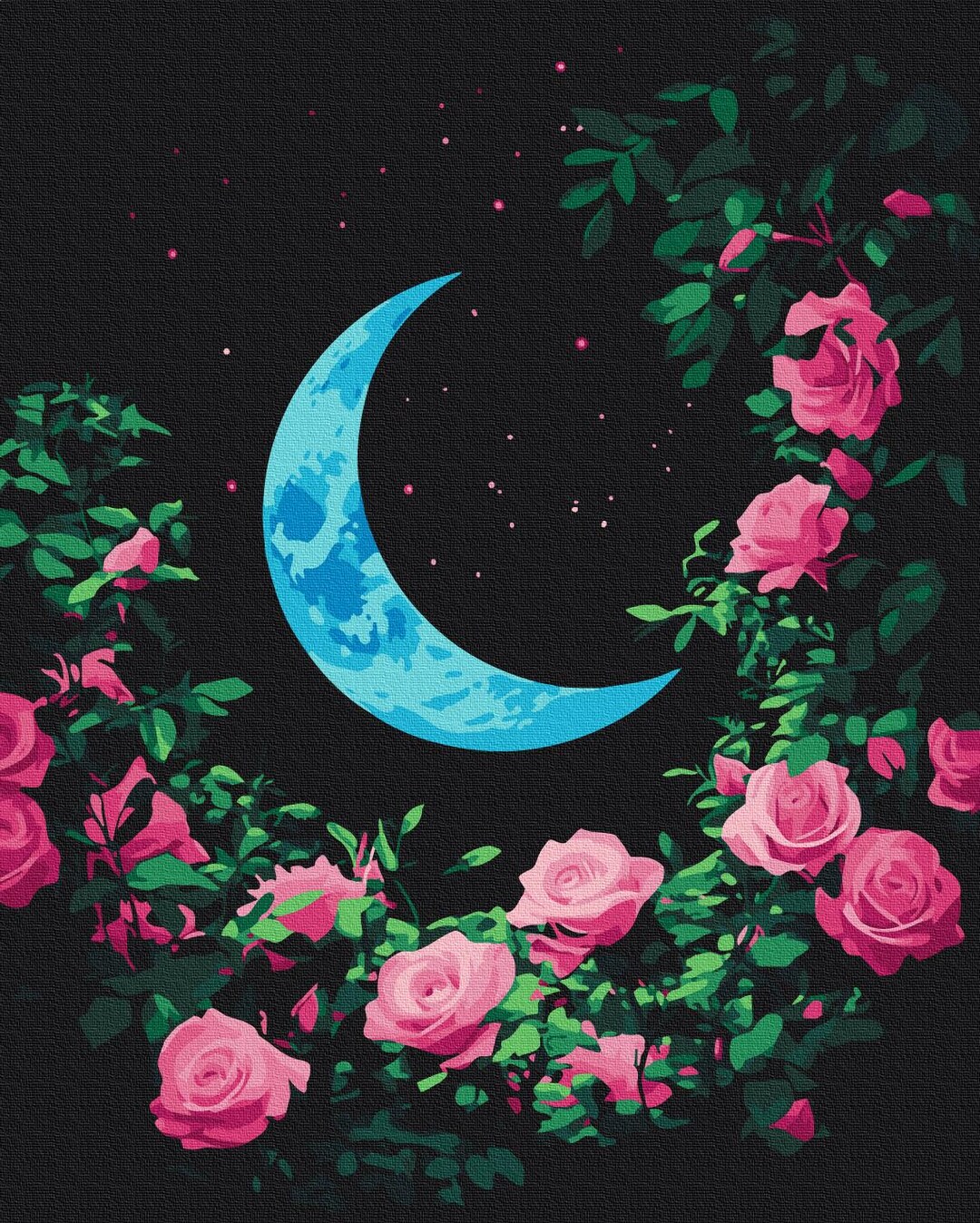 Roses and New Moon Paint by Numbers Kit DIY | Perfect Gift for Her - Etsy