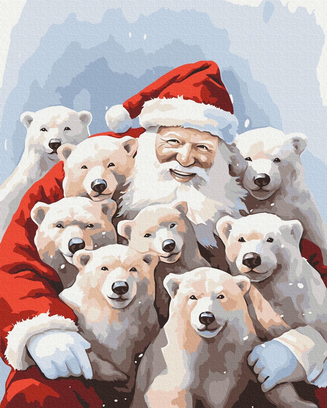 Santa With Polar Bears Paint by Number Kit Christmas Diy Painting Kit ...