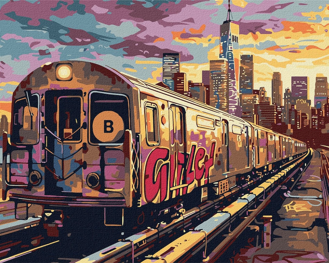 Colorful Train Paint by Number Kit City Diy Painting Kit Painting on ...