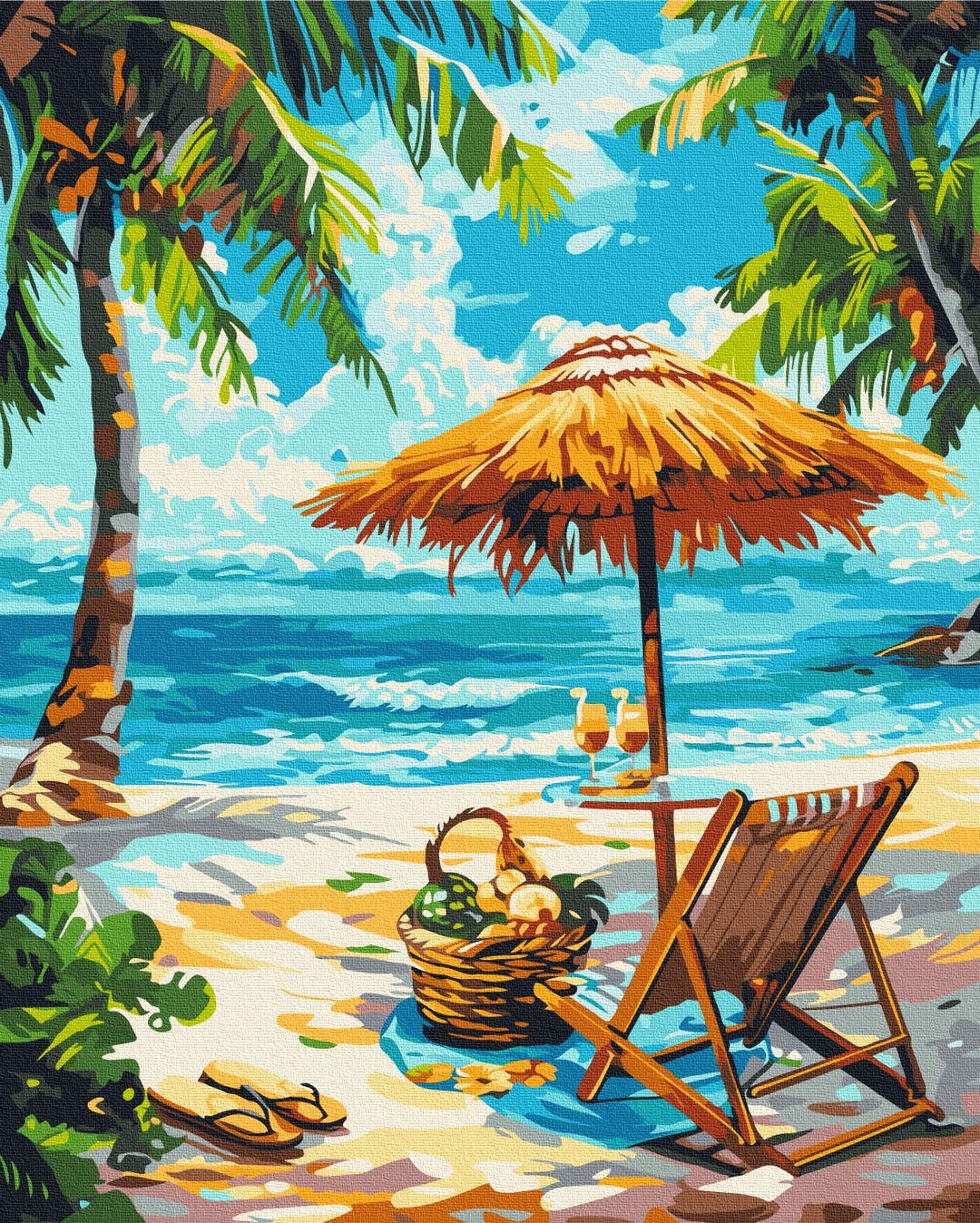 Beach Paint by Number Kit DIY Summer Vibes Palm Trees Framed Canvas - Etsy