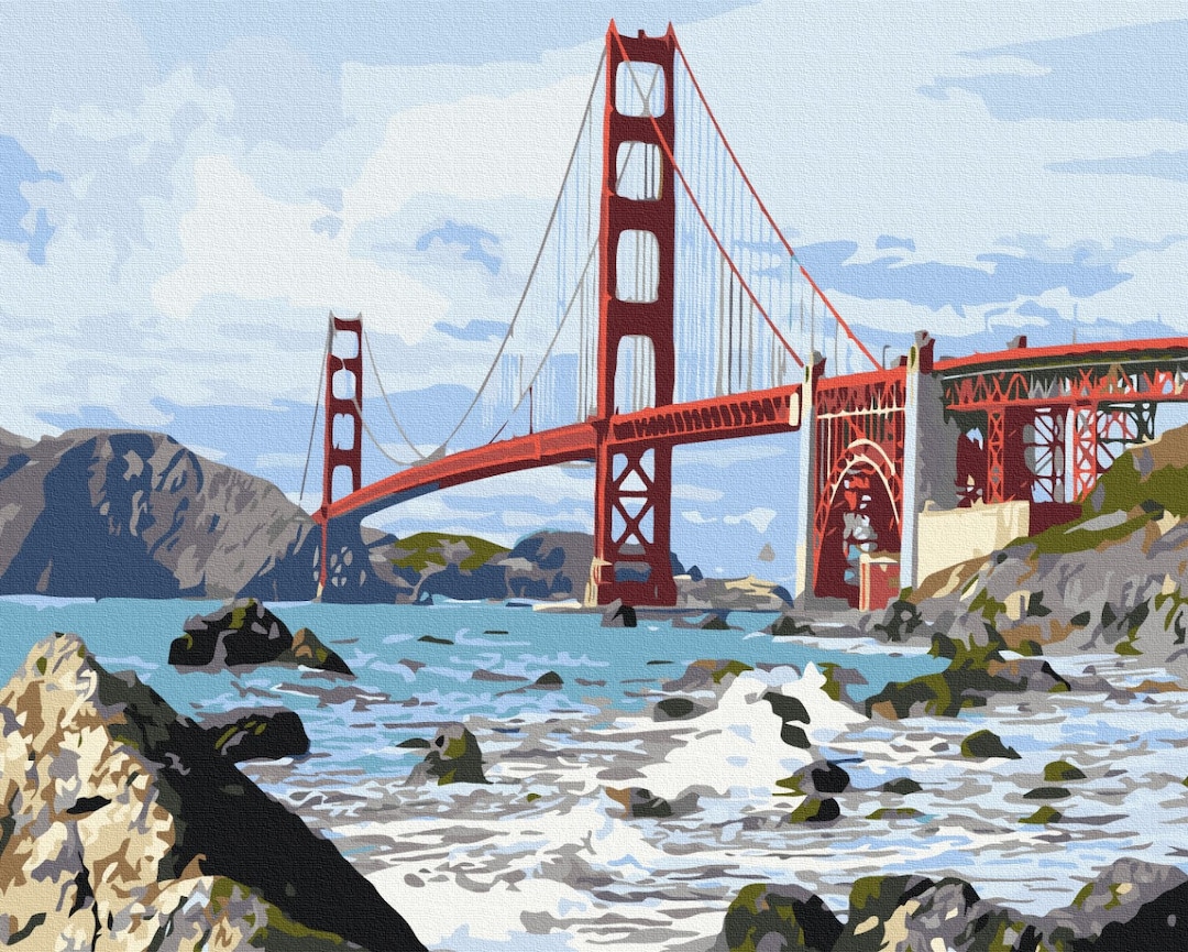 Golden Gate Paint by Number Kit Diy San Francisco Painting Kit Painting ...