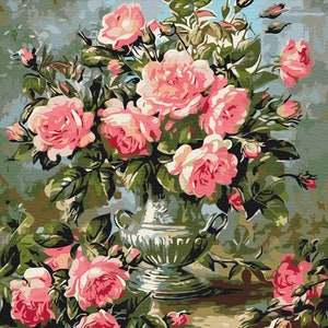 Flowers in Vase Paint by Numbers Kit DIY - Etsy