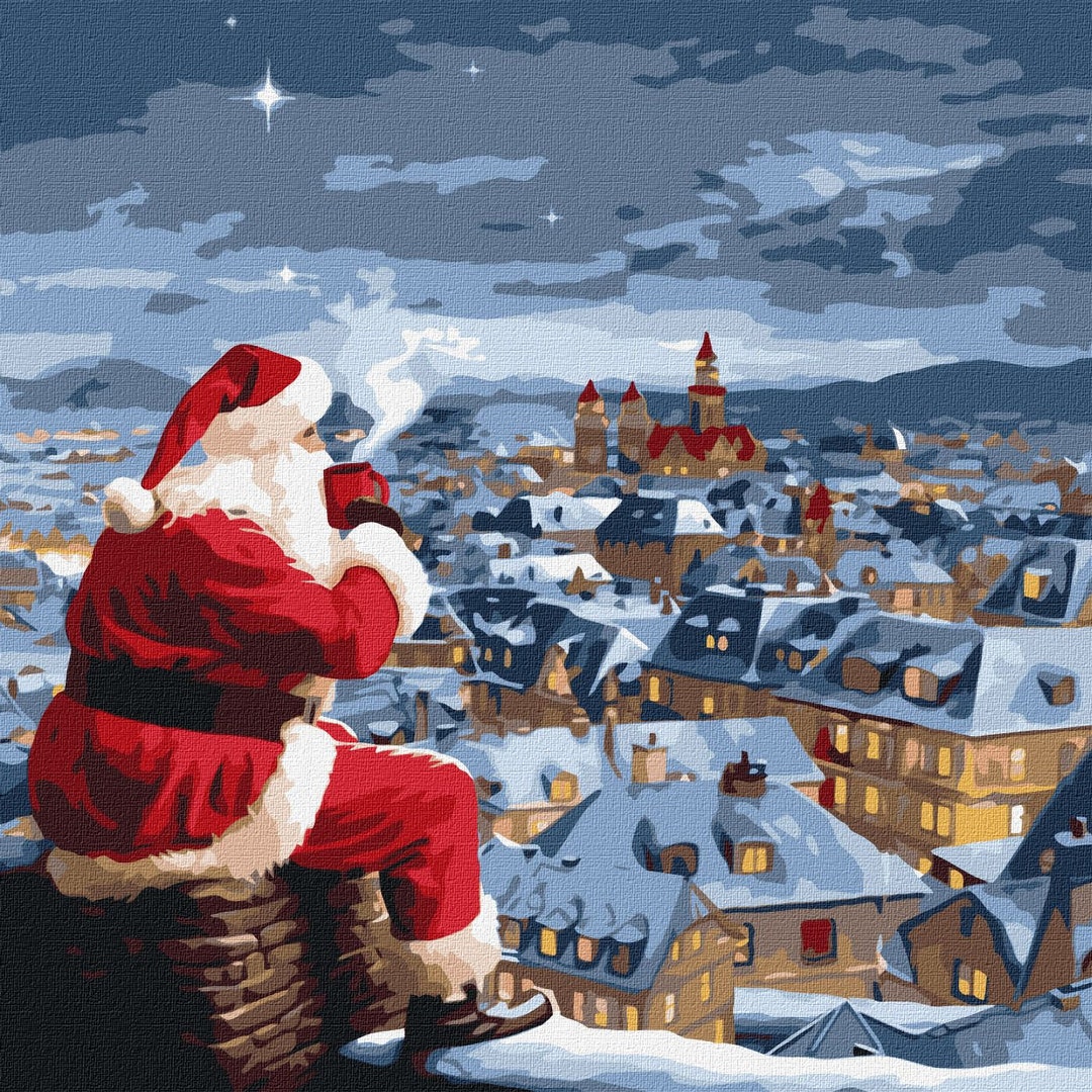 Santa Paint by Number Kit Christmas Diy Painting Kit Winter Painting on ...