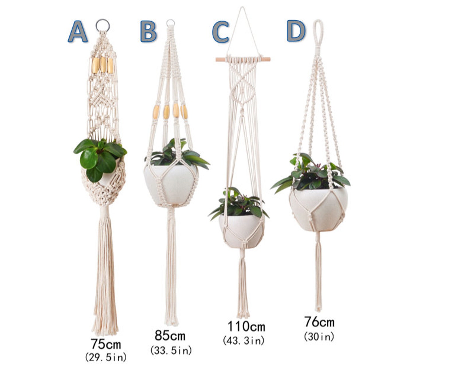 Macrame Plant Hanger Set of 4 Plant Hangers/indoor/outdoor - Etsy