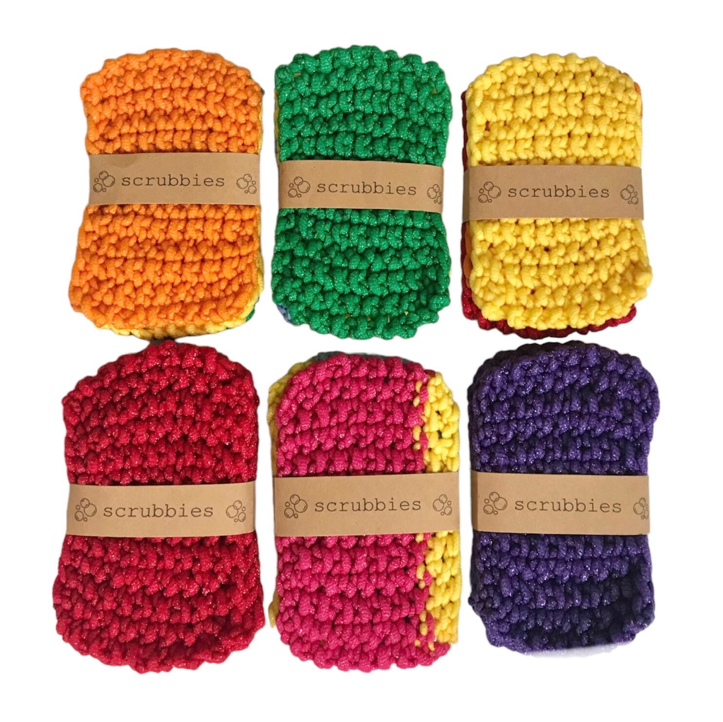 Set of 3 Scrubbies Knitted Scouring Pads Kitchen Scrubbies Dish ...