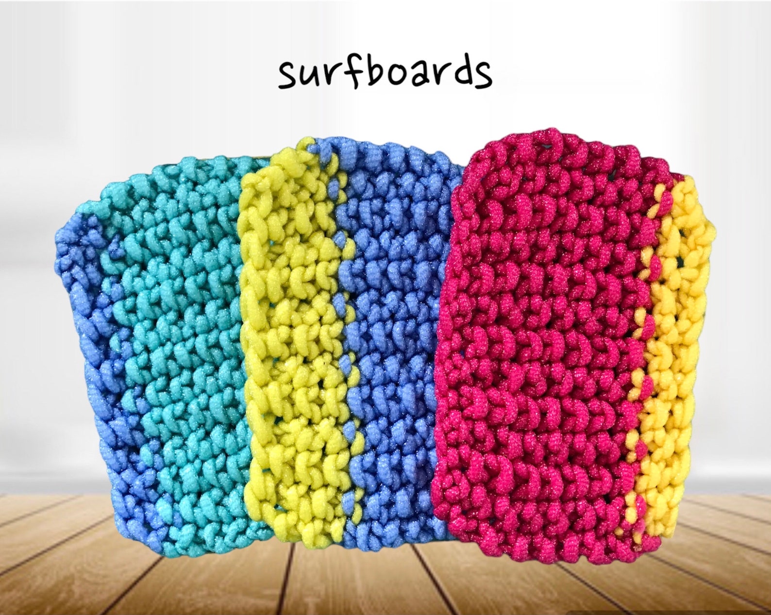 Set of 3 Scrubbies Knitted Scouring Pads Kitchen Scrubbies Dish ...