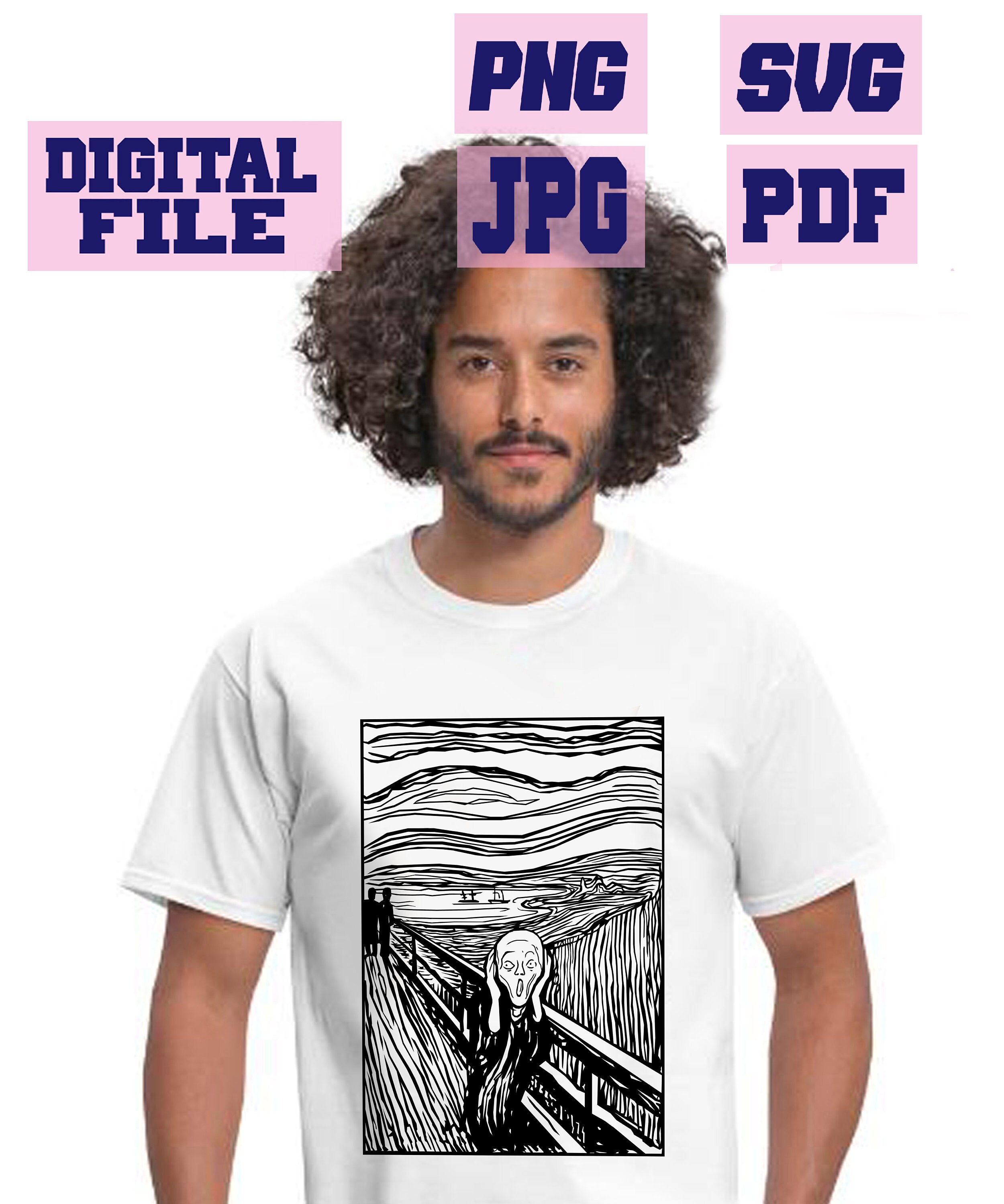 Edvard Munch Scream Silhouette Drawing: Norway Artist Cut File (digital ...