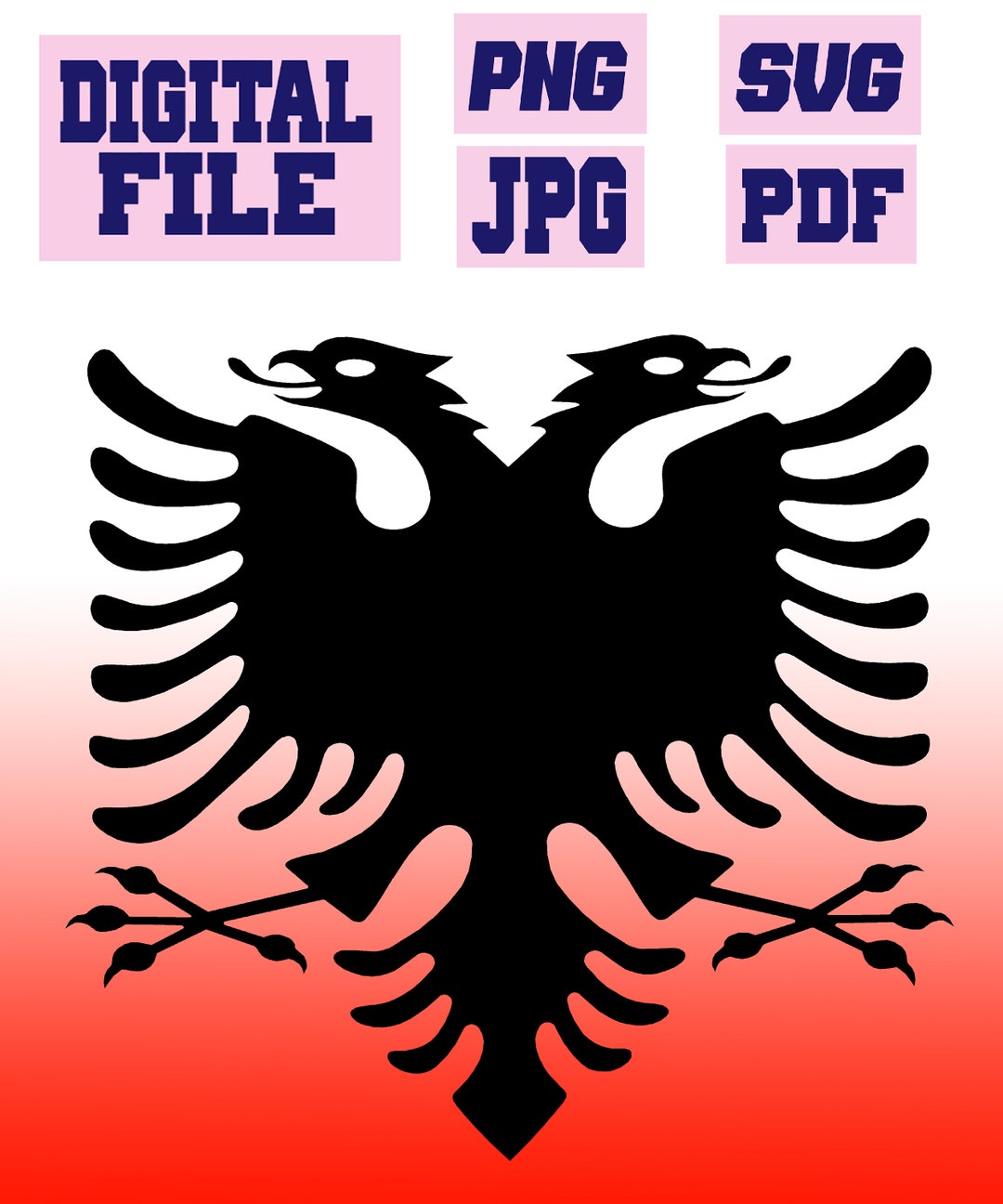 Albania Double Headed Eagle Flag Cut File (svg, Png, Pdf, Jpg) - Etsy