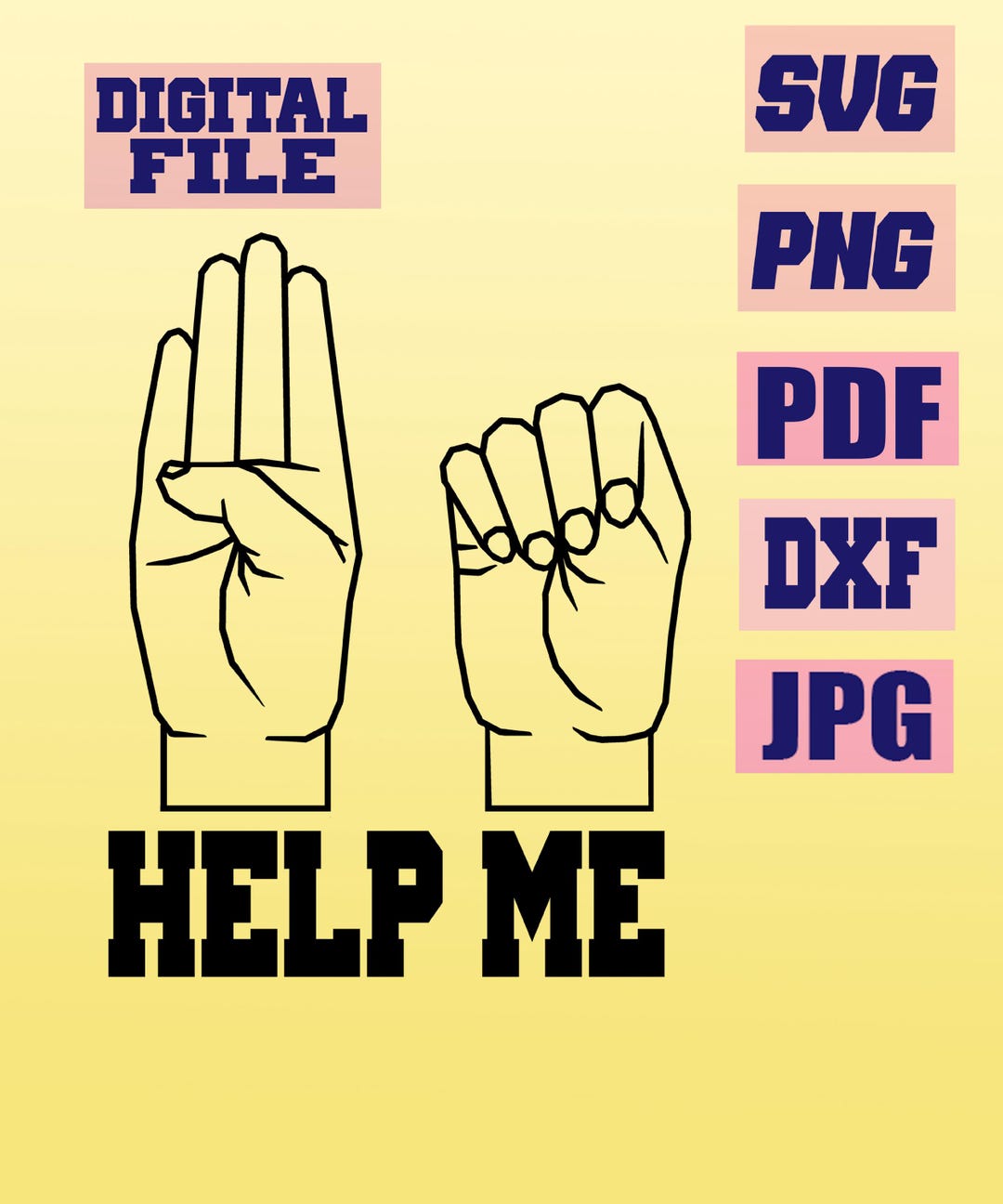 Svg/png/dxf/jpg/pdf Universal Hand Signal for Help SOS Hand Sign Hand ...