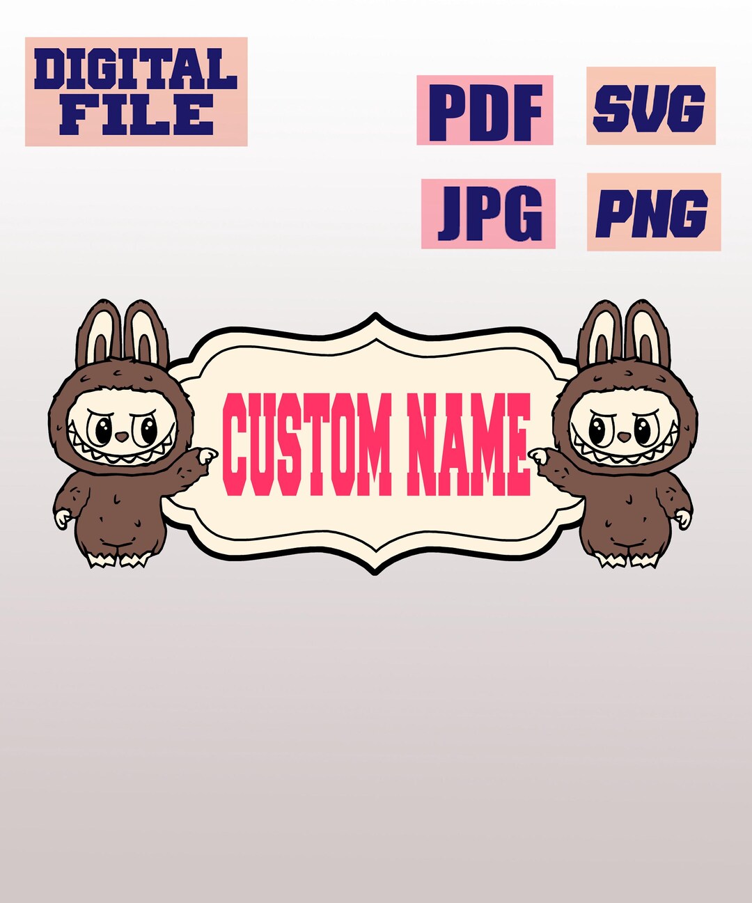 Svg/png/jpg/pdf Custom Labubu Doll With Name for Kids Personalized Text ...