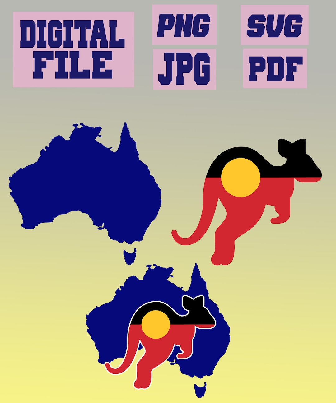 Svg/png/pdf/jpg Australian Aboriginal Flag Kangaroo, Australia Map ...