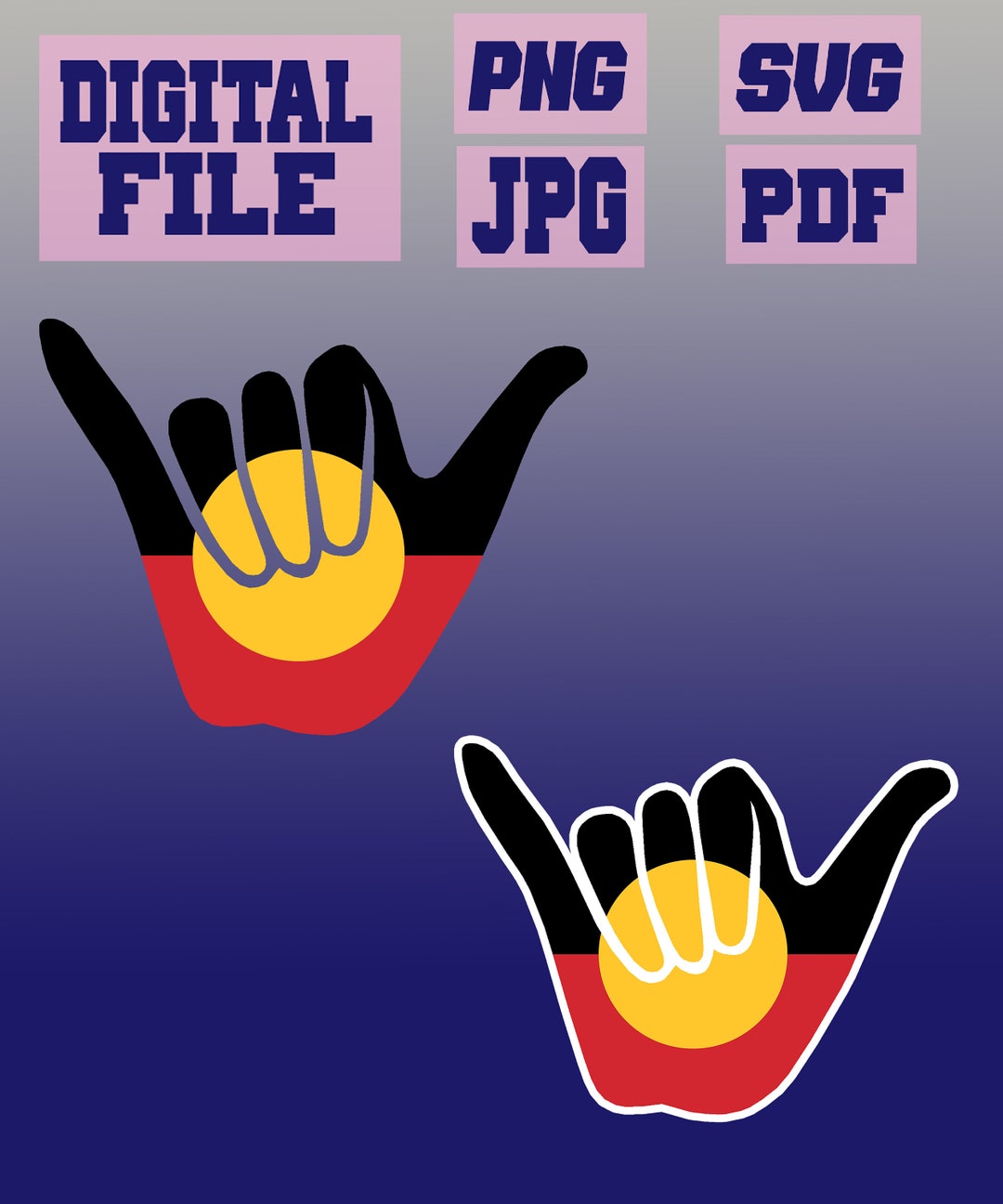 Australian Aboriginal Flag Shaka Sign, Cut File (digital Download) - Etsy