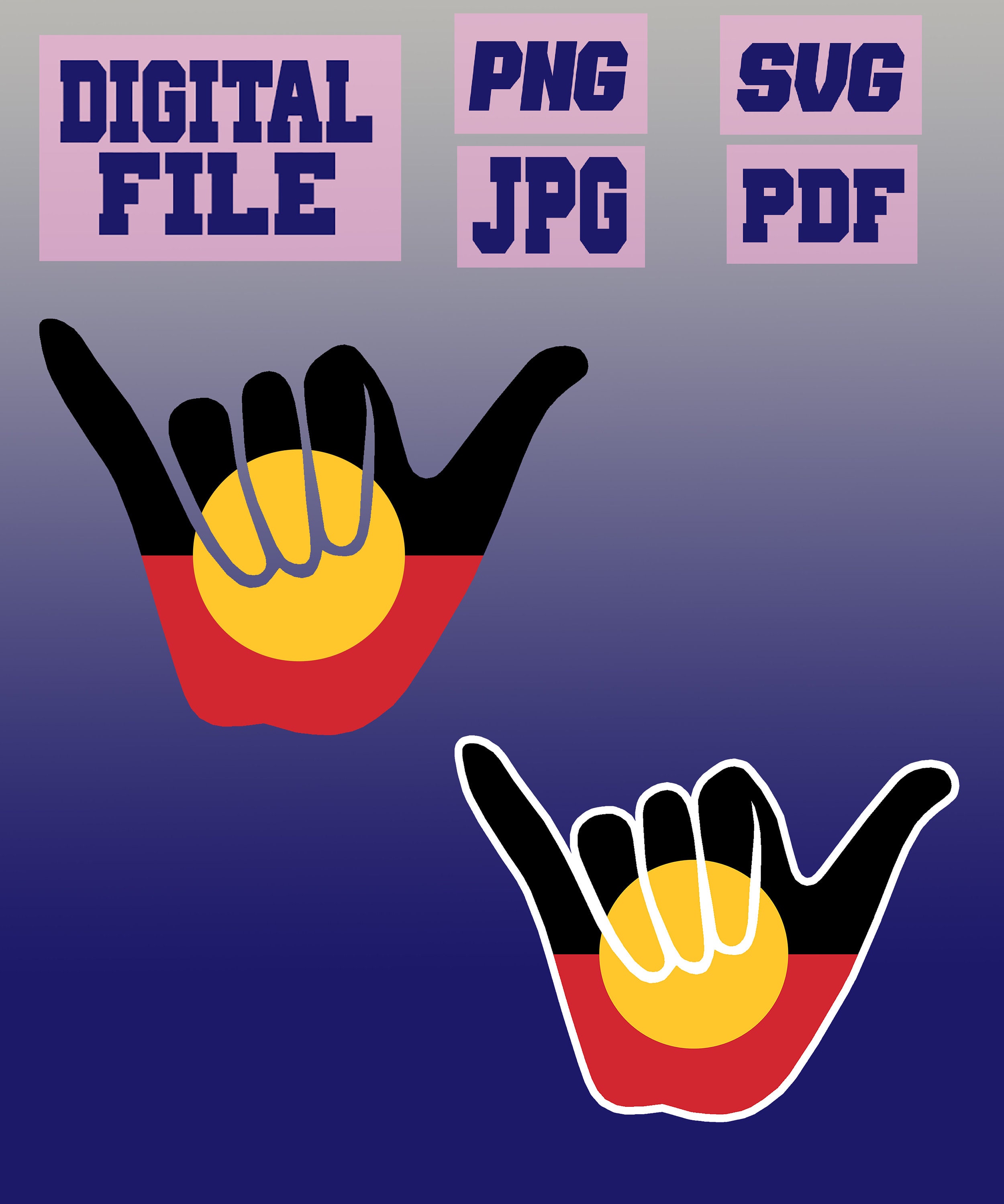 Svg/png/pdf/jpg Australian Aboriginal Flag Shaka Sign Hang - Etsy