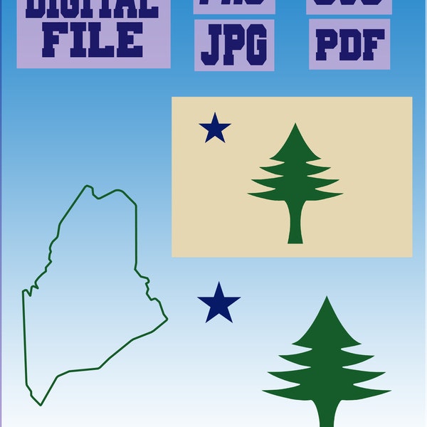 Maine State Flag Svg - Etsy