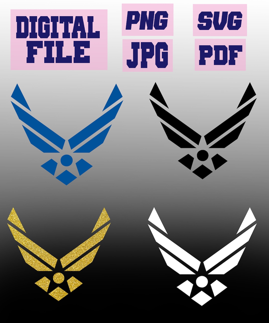 US Air Force Logo: USAF Symbol, Aviator Design (digital File) - Etsy