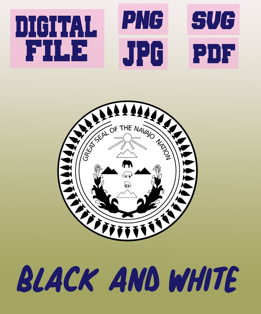 Navajo Nation Seal, Black and White (digital Download) - Etsy