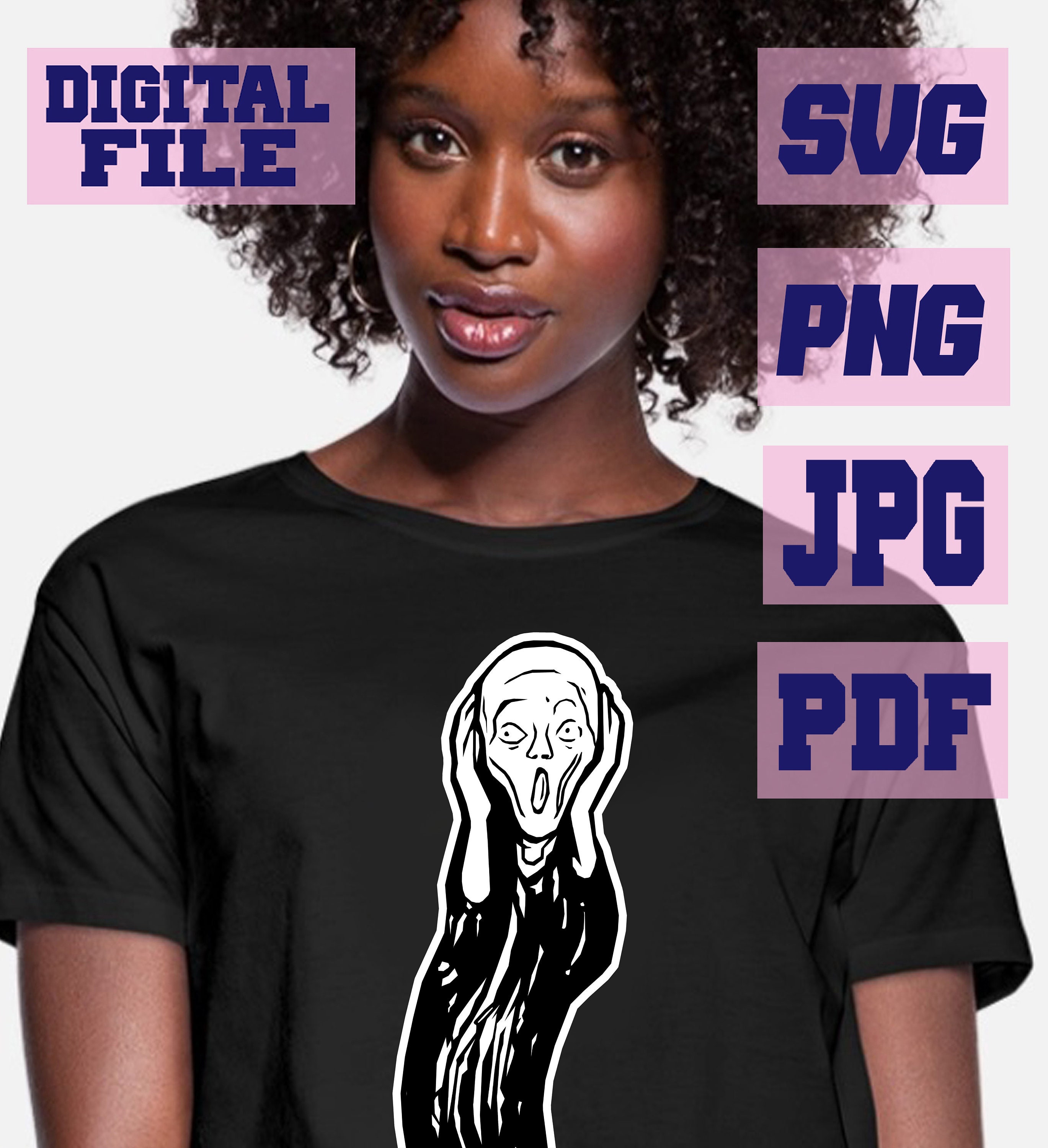 Edvard Munch Scream Silhouette Drawing: Norway Artist Cut File (digital ...