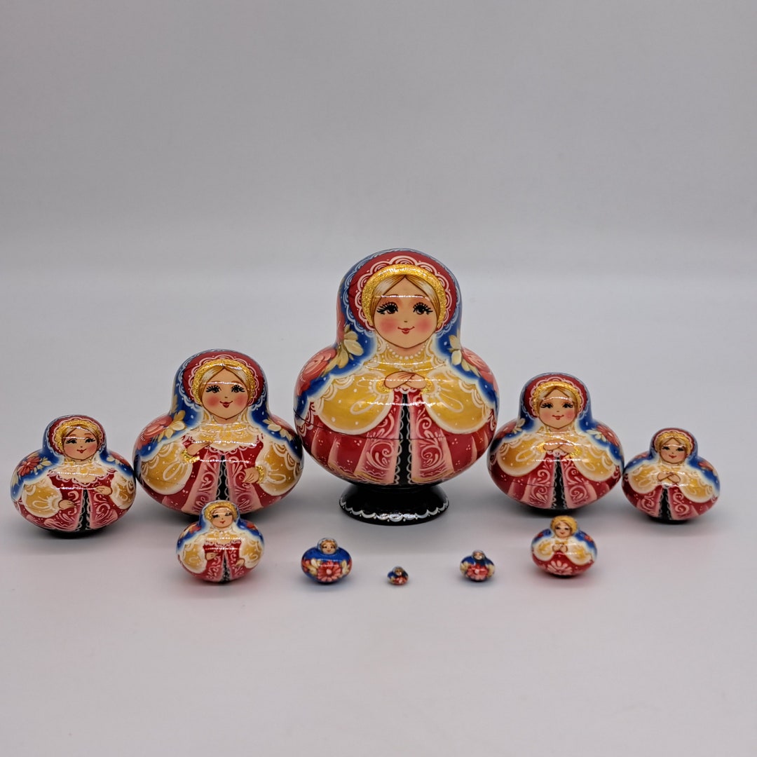 4.5" Nesting Dolls 10 in 1 Matryoshka Exclusive Stacking Doll Handmade ...