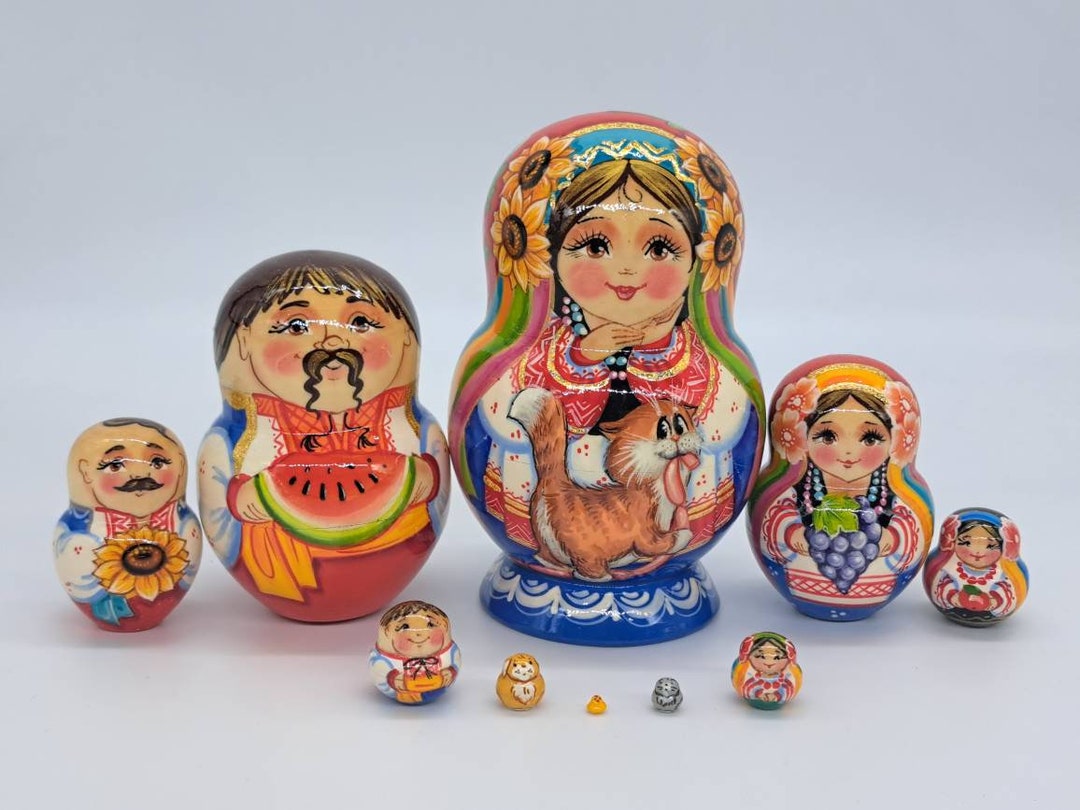 6" Nesting Dolls 10 in 1 Matryoshka "ukrainian Family" Handmade and ...
