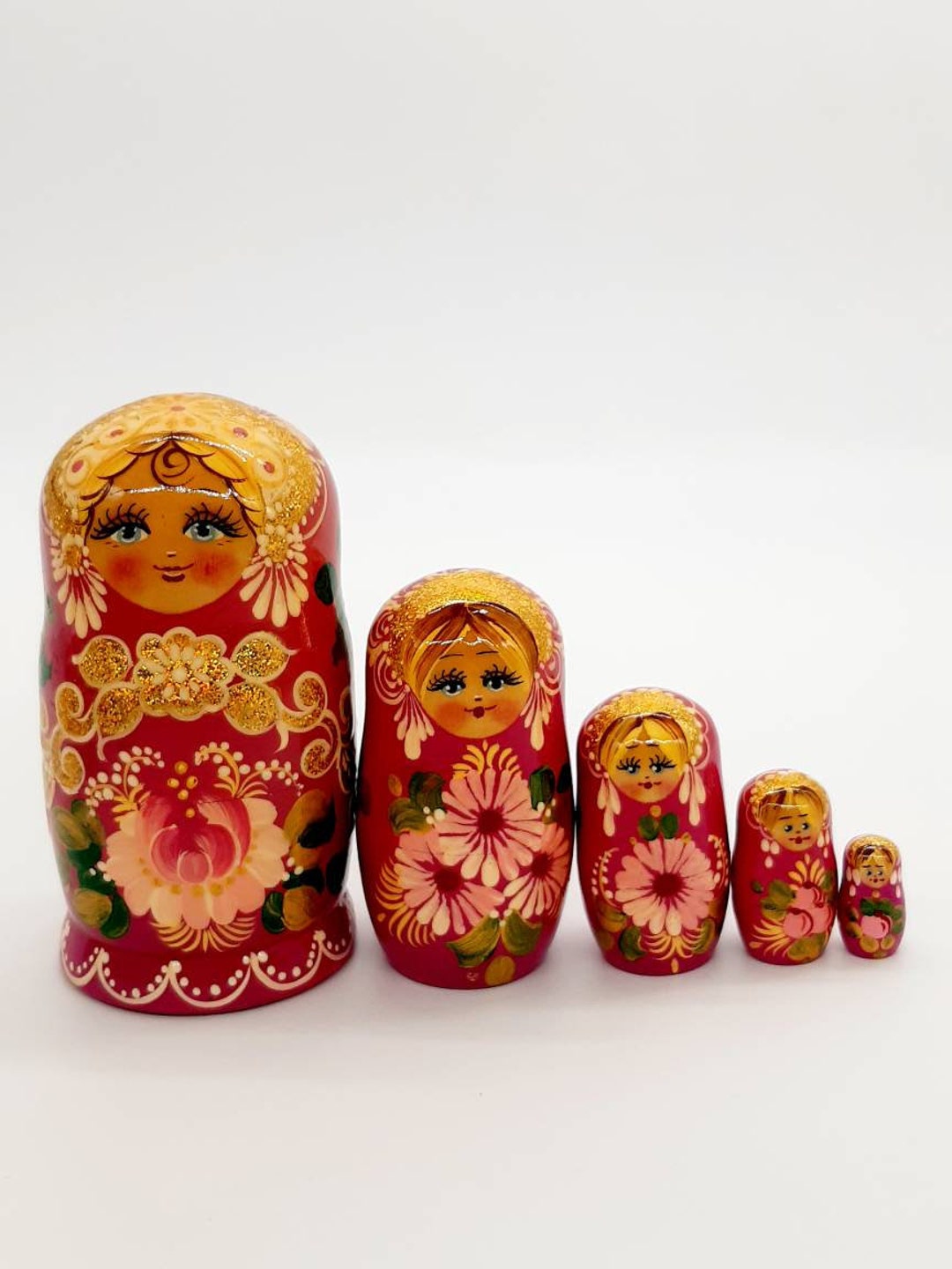 Classic Nesting Dolls Pink Matryoshka 5 Tall 5 in 1. - Etsy