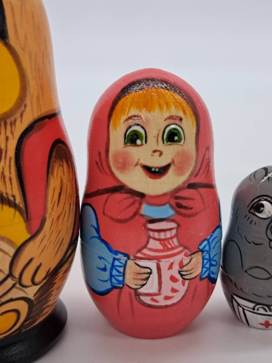Cartoon Nesting Dolls 4 Tall Matryoshka 5 in 1 Handmade - Etsy
