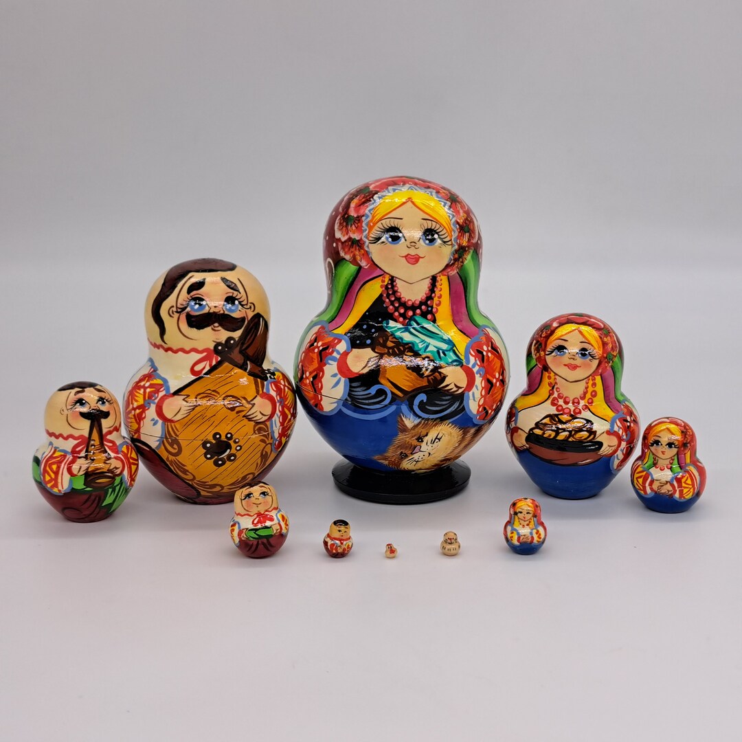 6 Nesting Dolls 10 in 1 Ukrainian Matryoshka family Handmade and Hand ...