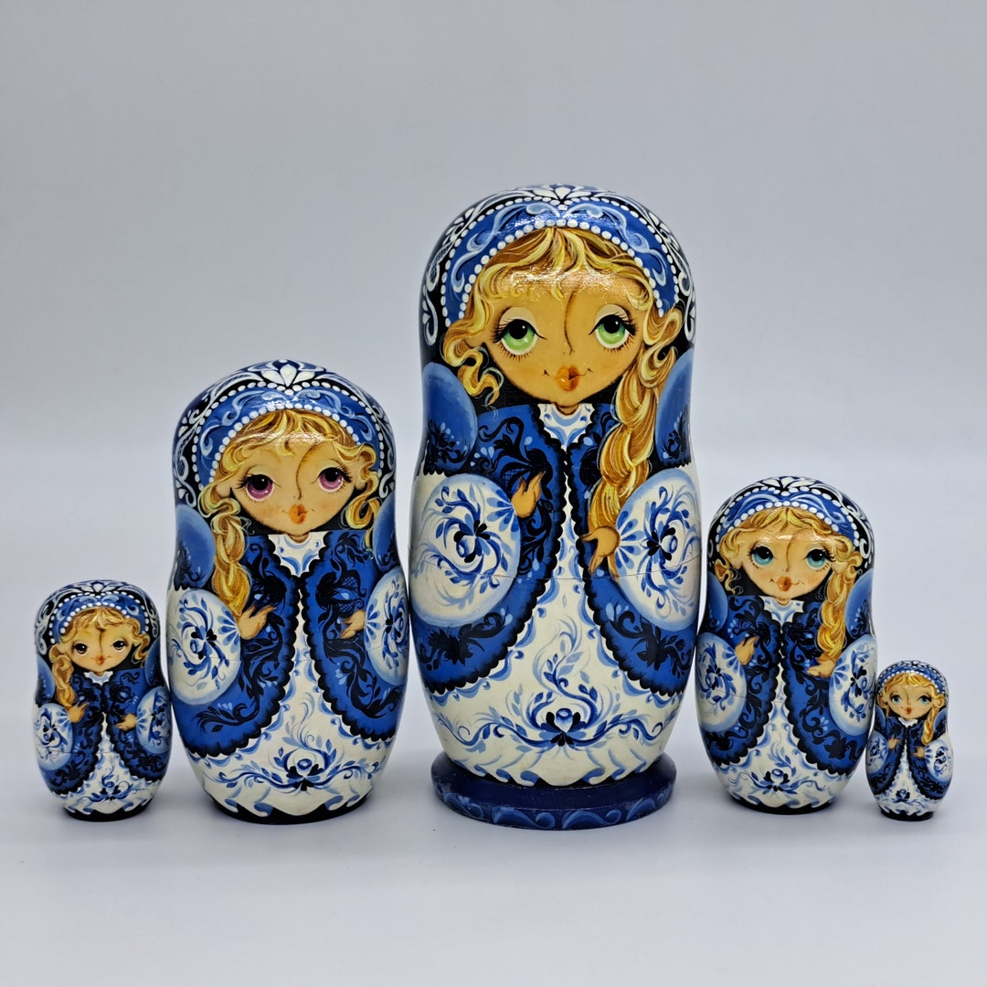 7 Exclusive Nesting Dolls 5 in 1 Art Matryoshka Stacking Dolls Handmade ...