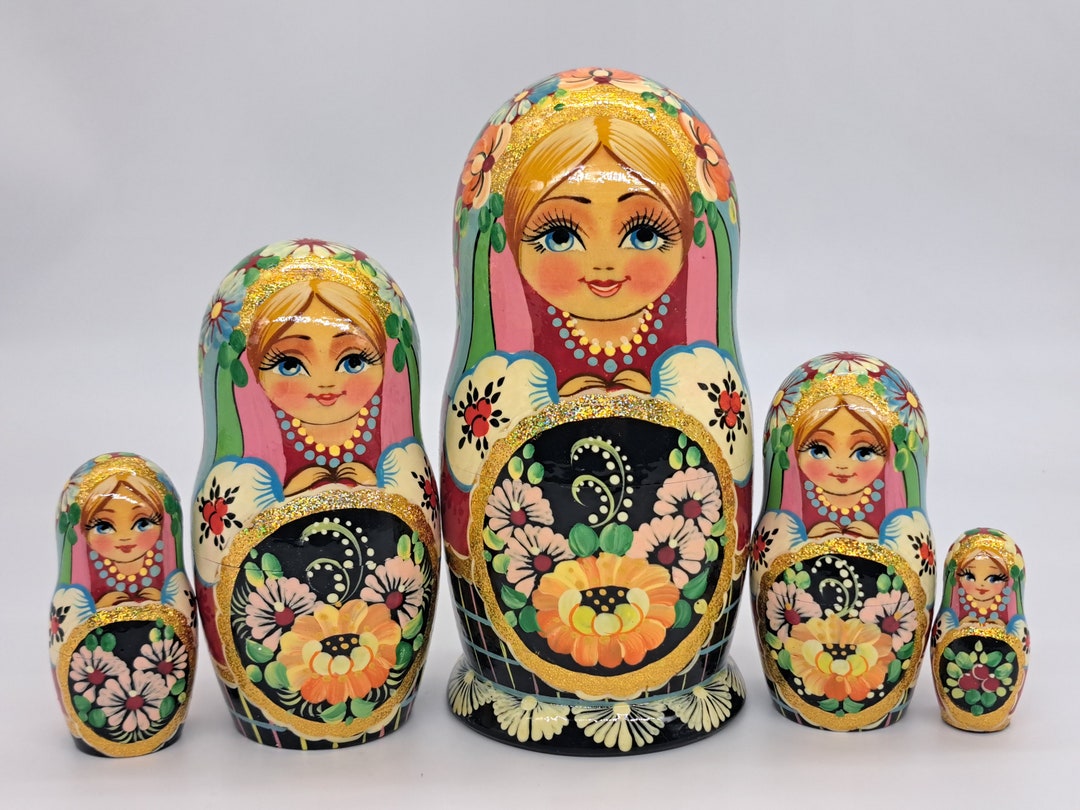 7 Nesting Dolls Matryoshka 5 in 1 Ukrainian Beauty Princess Handmade ...